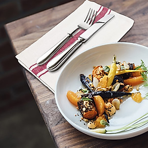 Nouvelle Legende Cotton Kitchen and Dish Towels, 14.75 x 24.5 Inches, White with Red Herringbone Stripes, 6 Pack