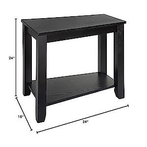 Lexicon Alder Wood Wedged Chairside Table, 16" x 24", Black