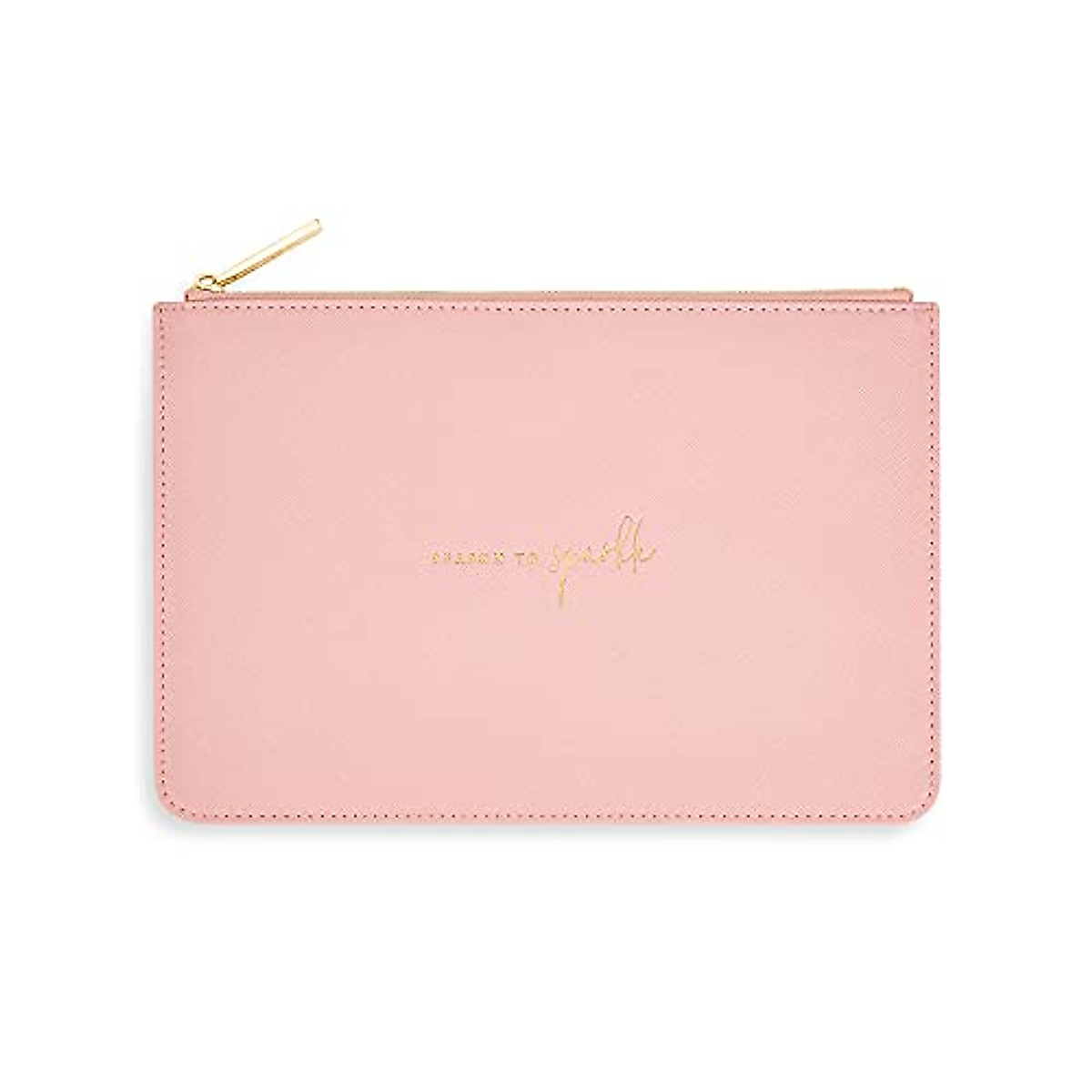 KATIE LOXTON Season To Sparkle Womens Medium Vegan Leather Sentiment Perfect Pouch Pale Pink