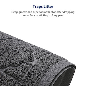 WePet Cat Litter Box Mat, Kitty Premium PVC Pad, Durable Trapping Rug, Phthalate Free, Urine-Resistant, Scatter Control, XXL 47 x 36 Inch, Grey