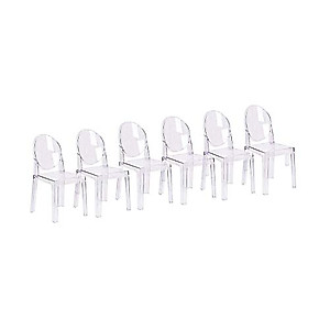 2xhome - Set of Six (6) - Clear - Large Size - Modern Ghost Side Chair Dining Room Chair - Accent Seat - Lounge No Arms Armless Arm Less Chairs Seats Mid Century Design