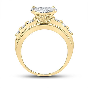 10kt Yellow Gold Round Diamond Oval Bridal Wedding Engagement Ring 2 Cttw