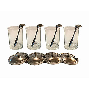 Condiment Holder, Condiment Tray, 4 Condiment Jar and 4 Small Spoons for Condiments. A Quality Condiment Server, Topping Dispenser, Seasoning Box for Table. Asian Dinnerware Style Condiment Set