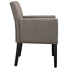 Modway Chloe Upholstered Fabric Modern Farmhouse Dining Arm Accent Chair in Gray