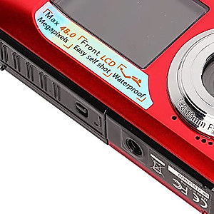 Waterproof Digital Camera, Micro USB 2.0 Full HD Double Screens Waterproof Digital Camera for Photograph Red