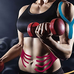 Kinesiology Tape 5 Rolls Physio Relieve Muscle Soreness and Strain Shoulders Wrists Knees Ankles Elastic Waterproof Good Air Permeability Hypoallergenic 5 Rolls 2 inch x 16 Foot Beige by SOONGO