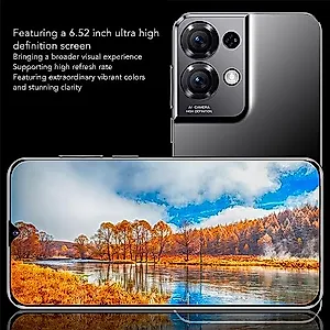 Yunseity Factory Unlocked Smartphone, Reno 9 Pro Ultra Slim Full Screen Smartphone 4GB RAM 64GB ROM, 2.4G and 5G WiFi Cellphone with 48MP+13MP Cameras, 8 Core CPU, for Android 12 (Black)