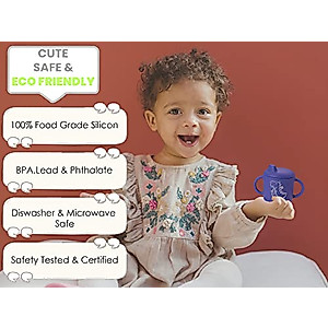 BAYBEE Silicone Sippy Cup with Handles & Spout Lid | Toddler Training & Transition Cup | Kids Feeding Straw Cup | No Spill Leak Proof Cups for Baby Infant Child | 5 Oz | 6 Months +