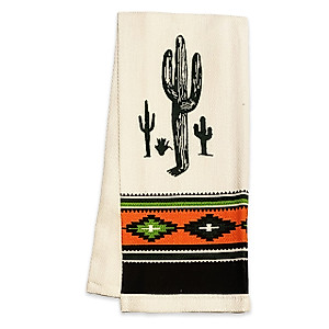 Sonoran Souvenirs Southwestern Cactus Kitchen Hand Towel (16" x 28") Machine Washable Cloth Tea Towels for Kitchen Diner (Single Pack)