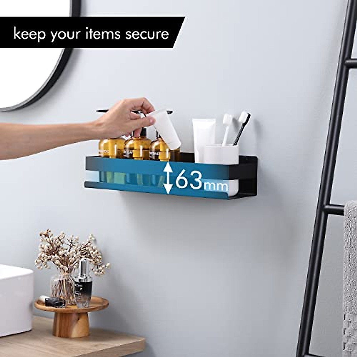 KES Shower Shelf, 15.7 Inches Bathroom Caddy for Shower, Shower Organizer Shower Storage, Stainless Steel Matte Black