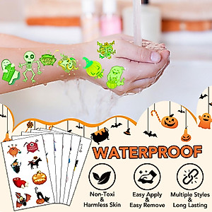 300PCS Halloween Glow Tattoo Stickers,Temporary Waterproof Tattoo Stickers Halloween Party Favors Decoration,Goodie Bag Fillers and "Trick or Treat" Gifts for Kid