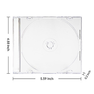 Maxtek Ultra Thin 5.2mm Slim Clear CD Jewel Case with Built in Frost Clear Tray, 100 Pack.
