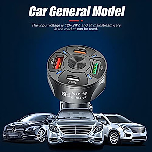 Car Charger Adapter, 4 Ports USB Fast Charger with LED Light Display, QC3.0 Adapter Mini Cigarette Lighter, 20W Charger Station Compatible with iPhone Android Samsung Galaxy and More (Black-2/1PCS)