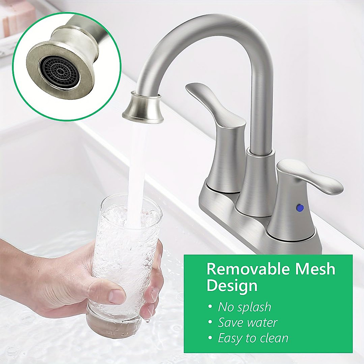 Faucet Aerator for Shower Bathroom Kitchen Faucet Parts Compatible with Moen 116618BN, High Flow Sink Aerator Replacement, 2.2 Gallon Per Minute, Finish Brushed Nickel