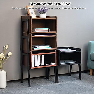 FairyHover Bedside Table Wood Side End Table Storage Unit for Bedroom Living Room Furniture Nightstand with Open Storage B,46 * 32 * 53CM