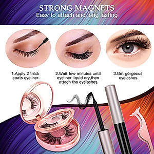 EverNice 2021 Upgraded Magnetic Eyelashes with Eyeliner, 10 Pairs Magnetic eyelashes,with Tweezers and Mirror Box Easy to Carry
