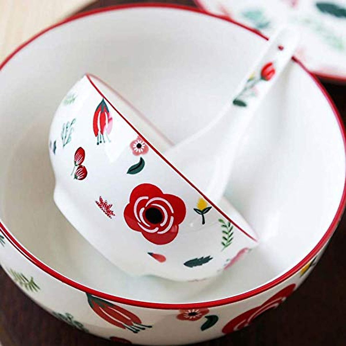 GagalU Fine Dinnerware Set,10 Piece Dinnerware Set, Ceramic Tableware Set, Dinner Plates and Bowls, American Multicolor Pastoral Floral, Service for 2