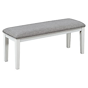 ERYE FANYE Classic Wooden 6-Piece Upholstered Dining Furniture Sets Include 1 Table, 4 Chairs with Soft Cushions and Padded Bench for Home Apartment Kitchen & Dining Room,White+Gray