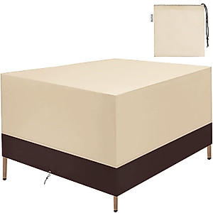 Mancro Square Patio Table Cover, 48 Inch Water-Resistant Outdoor Furniture Covers for Table and Chairs, Windproof & UV-Protection Patio Cover Fire Pit Covers 48L x 48W x 29H, Brown Outdoor Table Cover