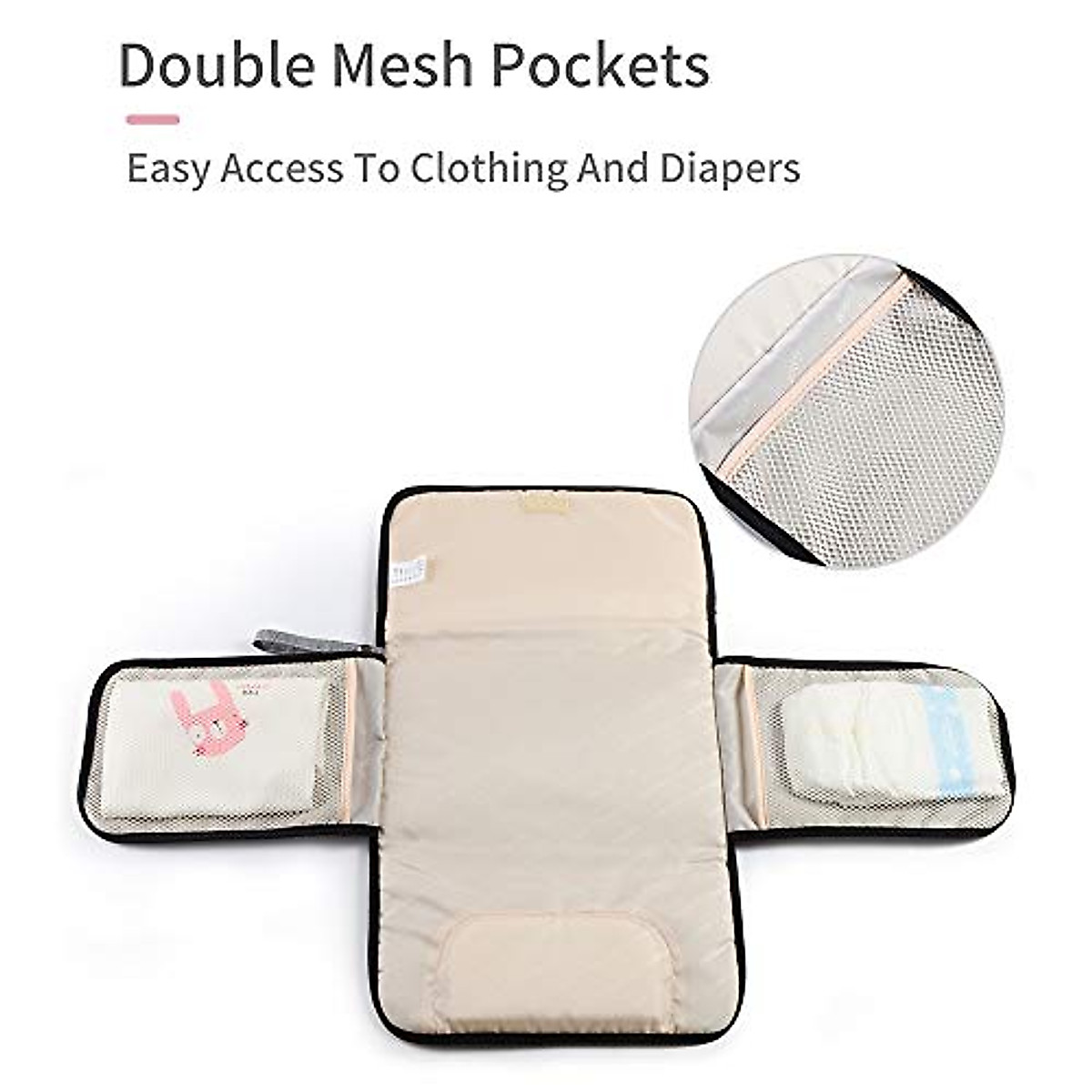 NIUXUAN 3 in 1 Waterproof Portable Changing Pad Diaper Travel Multifunction Baby Diaper Cover Mat Changing Pads Liners Folding Diaper Bags（Red）