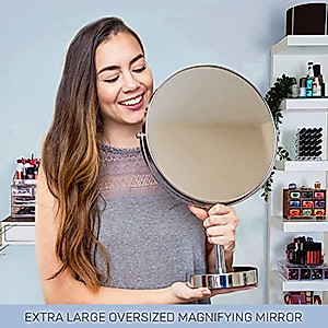 XXLarge Oversized 3X Weak Magnifying Mirror with Stand for Desk, Table, Retail Store Countertop, and Makeup Vanity - Double Sided 3X/1X Magnification - 17" Tall and 11" Wide