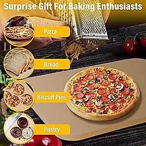 YAKSHA Pizza Stone for Oven and Grill 15" x 12" Large Pizza Grilling Stone and Peel Set with Pizza Cutter Wheel for BBQ, Rectangular Baking Stone for Crisp Bottoms Pies Pastry Bread Calzone