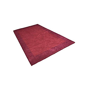 Rugsotic Carpets Hand Knotted Gabbeh Silk and Wool 6'x9' Area Rug Contemporary Red LSM201