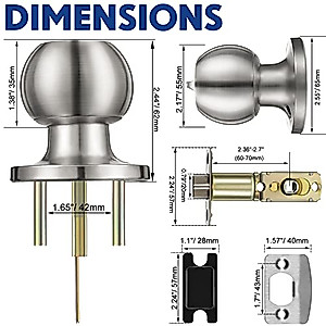 Chumia 15 Pack Door Knob with Lock Key Bedroom Door Lock Handle Interior Exterior Keyed Door Lock Knob Stainless Steel Doorknob for Front Door Bedroom Bathroom