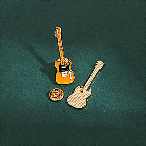 Dreuyet 4 Pcs Electric Guitar Brooch Pins Set Cute Enamel Musical Instrument Badges on Backpack Guitar Brooches Badges Pins Present Gifts Wear on Backpack, Shirt, Jacket, Lapel, Alloy Steel, unknow