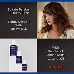 ARROJO Moisturizing Shampoo – Women’s & Men’s Shampoo w/Coconut Oil & Vitamin B5 – Shampoo for Dry Hair or Damaged Hair - Strengthening Hair Shampoo for Vitality & Body