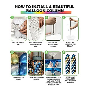 YALLOVE Balloon Column Stand Set of 4, 7 Feet Height Adjustable Balloon Tower Pillar with Reusable Metal Telescopic Design for Birthday, Wedding, Baby Shower, Graduation Party Decoration