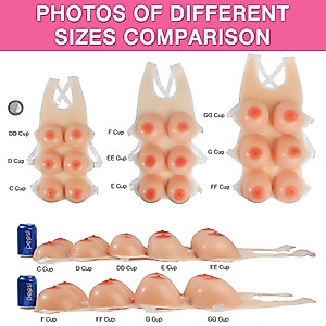 Vollence D Cup Silicone Breast Forms with Straps for Mastectomy Nude