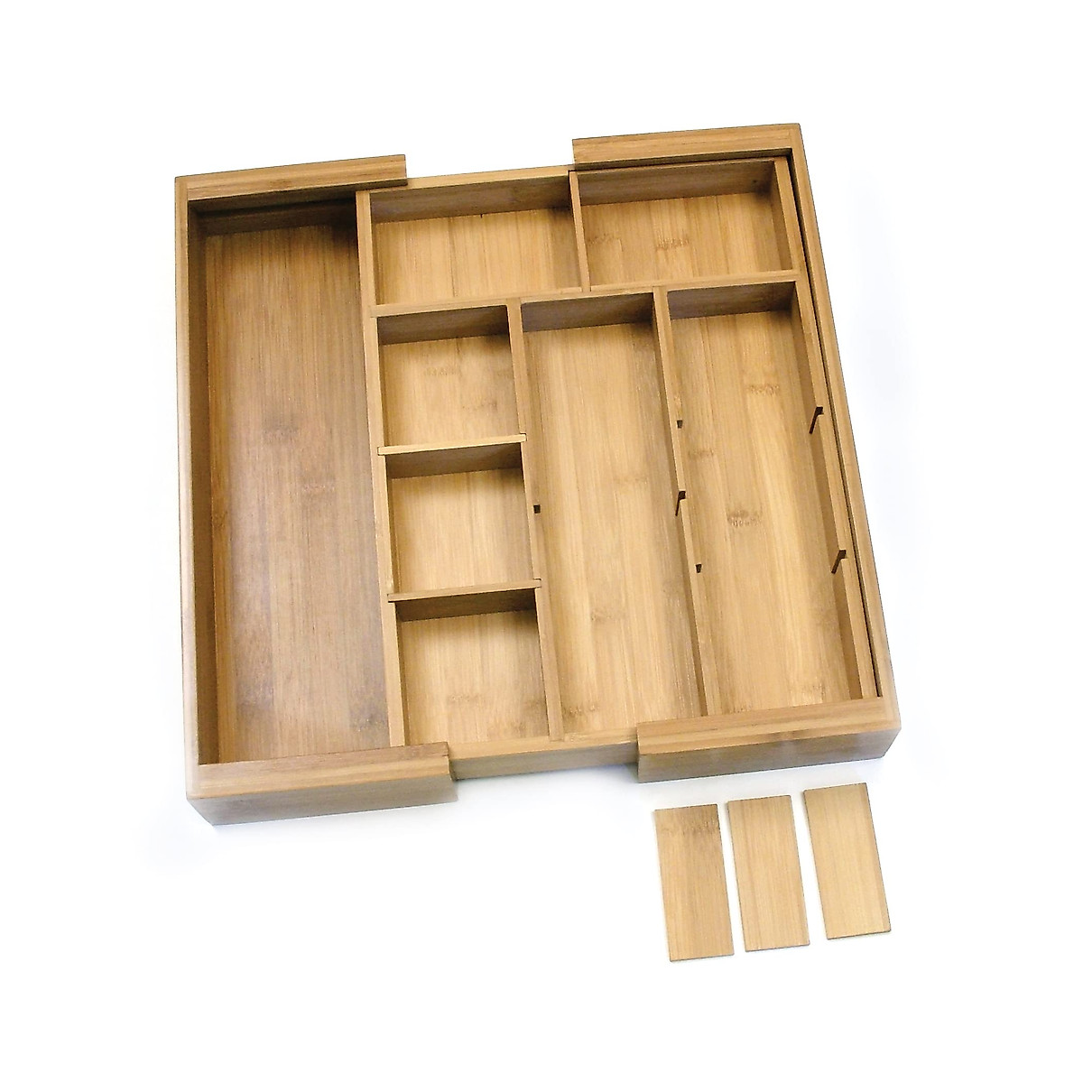 Lipper International 8882 Bamboo Wood Expandable to 18-3/4" Flatware Drawer Organizer with Removable Dividers