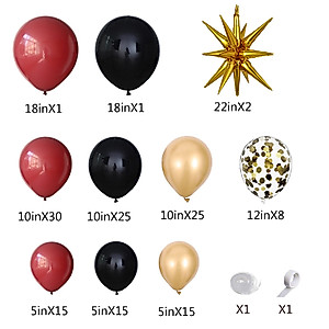 139Pcs Burgundy and Gold Balloon Arch Garland Kit for Graduation Party Decorations,Maroon Black Metallic Gold Confetti Balloons for Class of 2024 Congrats Grad Celebrations Birthday Supplies