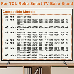 Base TV Legs for TCL Roku TV Stand with Yellow Glow Remote Cover, TV Feet Replacement for TCL TV Stand Legs for 28 32 40 43 49 50 55 65 Inch TV - 32S321 40S325 43S303 50S425 55S525 65S425 with Screws