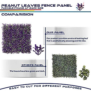 Windscreen4less Artificial Plant Leaves Faux Ivy Leaf Decorative Wall Fence Screen 20'' x 20" Purple Peanut Leaves 3 Pcs