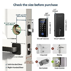 Philips Keyless Entry Door Lock with Keypad - Smart Deadbolt Lock for Front Door, Auto Lock, One-time PIN Code, Fingerprint Door Lock - Matte Black