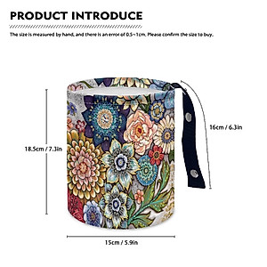 Panskyllis Boho Flowers Car Trash Can Waterproof Auto Vehicle Garbage Organizer Bag Hanging Car Waste Basket Holder for Front Seat Back, Seat, Floor, Headrest