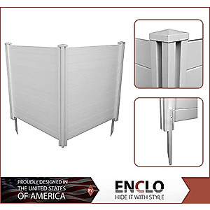 Enclo Privacy Screens ZP19014 No Dig Premium Full-Coverage White Vinyl Privacy Fence Screen Kit, 48" W x 48" H, Perfect to Enclose Trash Bins and A/C Units (2-Panels)