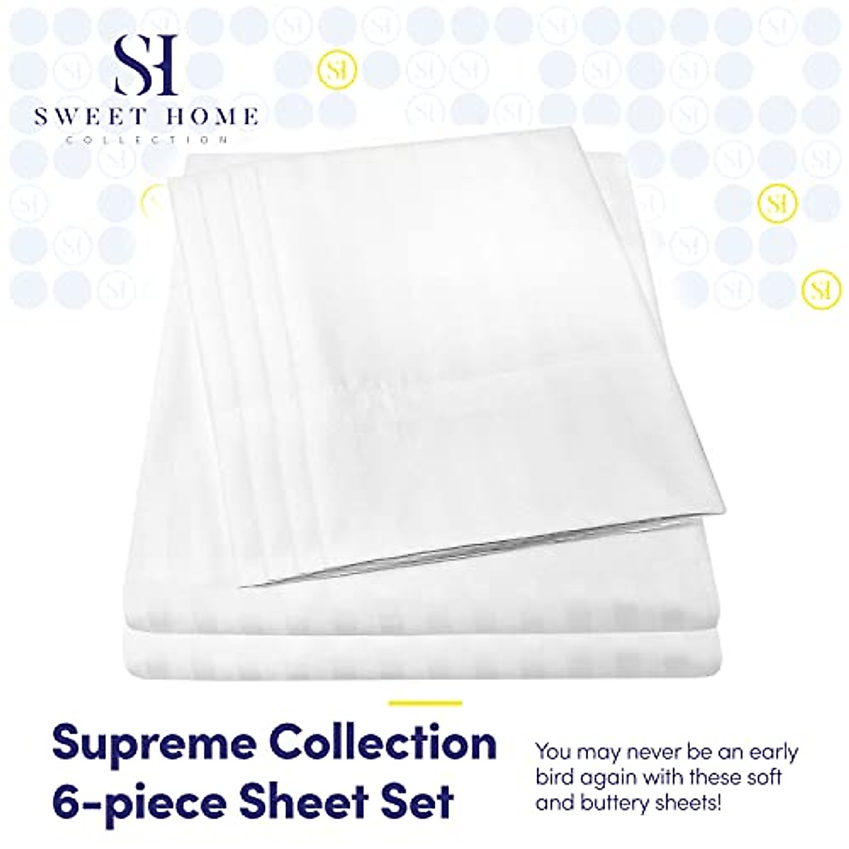 Cal King Size Bed Sheets - 6 Piece 1500 Supreme Collection Fine Brushed Microfiber Deep Pocket California King Sheet Set Bedding - 2 Extra Pillow Cases, Great Value, California King, Dobby White