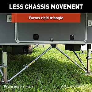 JT's Strong Arm Travel Trailer Jack Stabilizer Kit, Bolt-On Installation, Universal Compatibility, Telescoping Tubes, Eliminates Chassis Movement - 191025