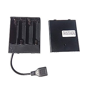 Black USB Female Socket 4 AA Battery Case Box Holder Output 4.8 Volt Or 6 Volt with On Off Switch,Without Battery