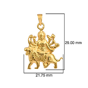 Yellow Rhodium Plated 925 Sterling Silver Religious Durga Mata Vermeil Jewelry Pendant