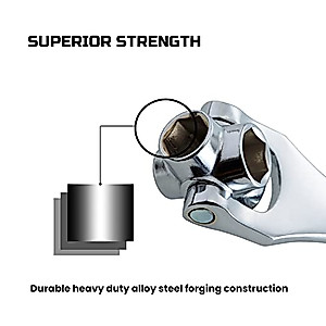 Lichamp 8-in-1 Socket Wrench 8 10 12 13 14 17 19 21, Flexible Dog Bone Multi Functional Hexagon Socket Wrench Spanner, Household Wrench Universal Hand Tool, 360 Degree Rotating Head, Metric 8-21mm