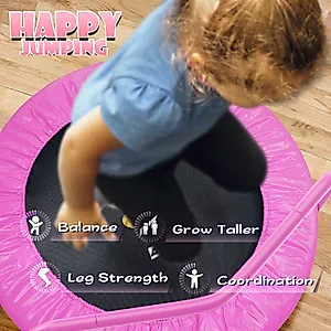 BCAN 36'' Mini Folding Ages 2 to 5 Toddler Trampoline with Handle for Kids, Two Ways to Assemble The Handle, Indoor/Garden Trampoline with Super Safe Padded Cover