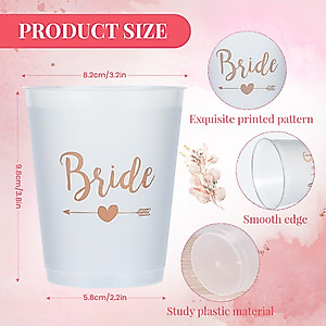 RONRONS 12 Pieces Bachelorette Cups, Plastic White Bride Tribe Cups, Team Bride Bachelorette Party Decorations, Reusable Bachelorette Supplies for Bridal Shower, Bridesmaid Wedding Gift