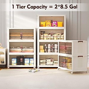 Kmiectse 102 QT Large Storage Bins with Lid, Plastic Storage Organizer for Living Room Bedroom, Foldable Stackable Toy Storage, Storage Containers for House Organizing, 3 Tier 1 Lid
