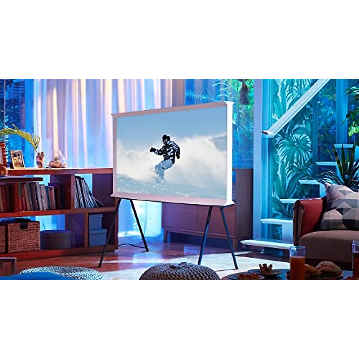 SAMSUNG 43-Inch Class The Serif LS01B Series - QLED 4K, I-Shaped Design, Anti-Reflection Matte Display, -Portable Easel -Stand, Ambient Mode+ Smart -TV -w/ Alexa Built-in (QN43LS01BAFXZA,Latest Model)