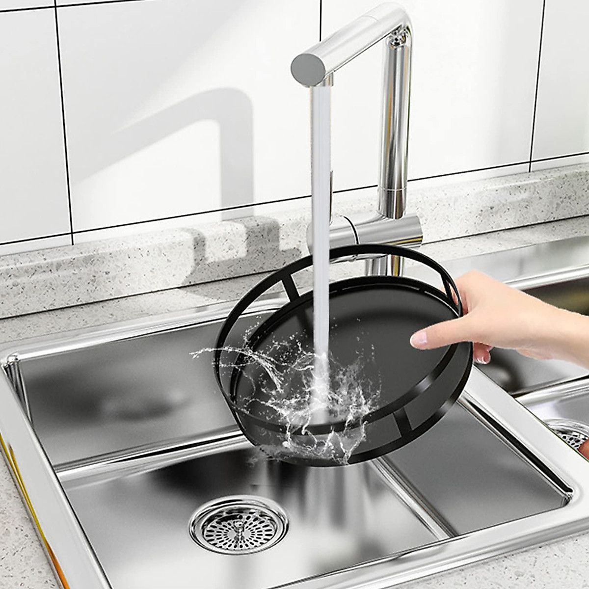 2 Tier Turntable Organizer, 360 Degree Rotating Turntable 9 "Non-Skid Rotating Tissue Storage Container, Bathroom, Kitchen, cabinets, Pantry, countertop Organizer…