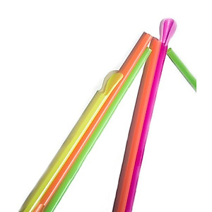 Perfect Stix - Neon 8 Spoon Straw WRP-200 Neon Concession Spoon Straw, Plastic Wrapped, Assorted Colors, 8" Length (Pack of 200)